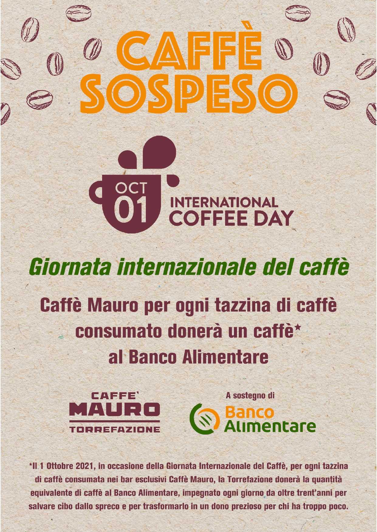 Caffè Mauro il 1° ottobre lancia il progetto Caffè sospeso nei bar italiani
